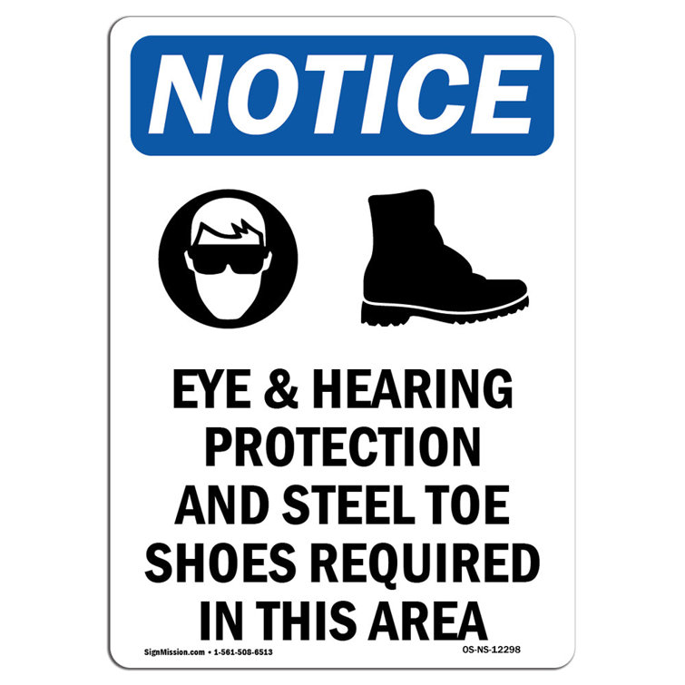 SignMission OSHA Notice - Eye & Hearing Protection Sign With Symbol ...