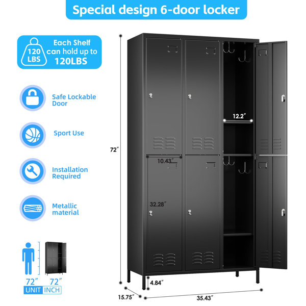 Trent Austin Design Upgraded Metal Storage Locker For Employees, 6 ...