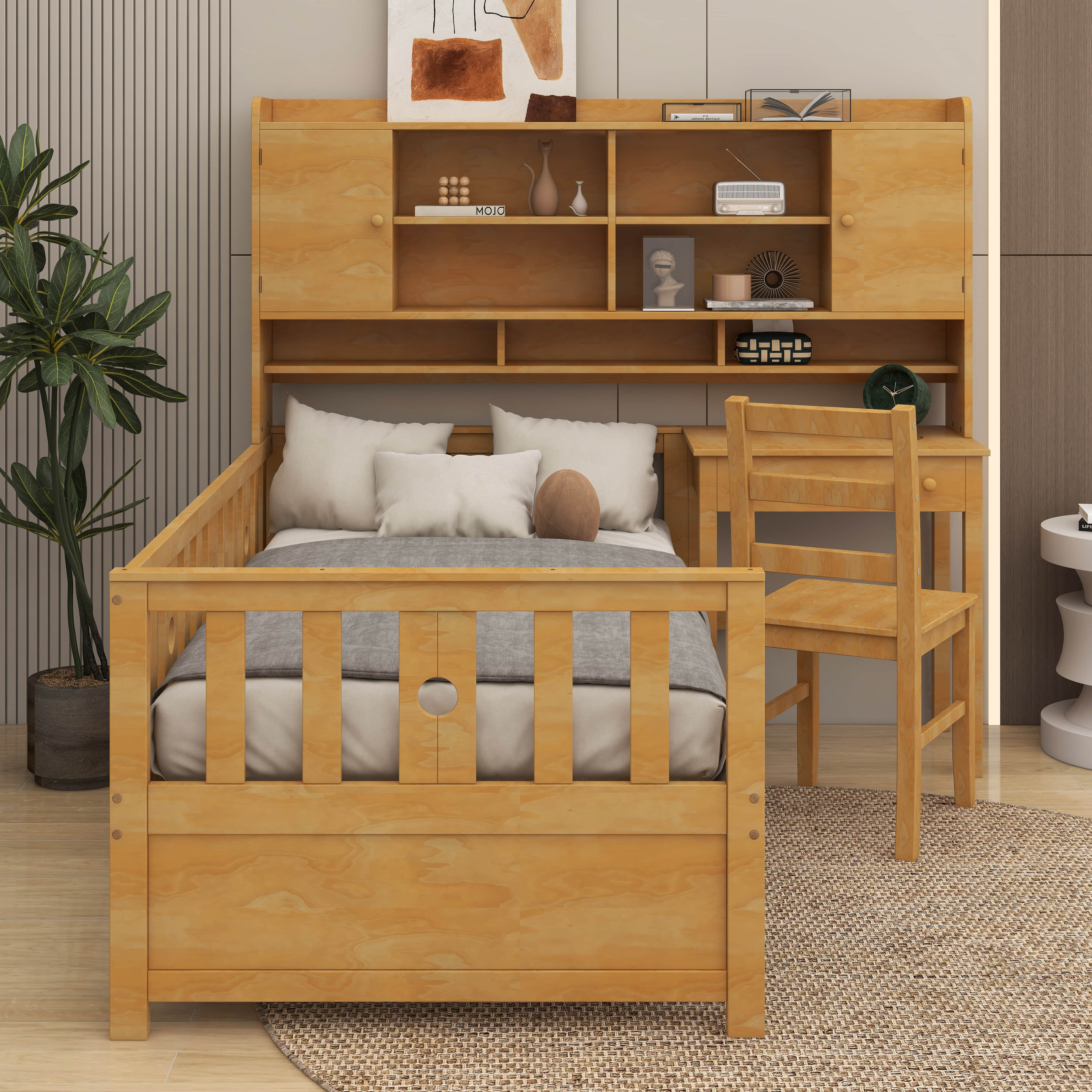 Red Barrel Studio® Twin Size Multifunctional Wood Platform Bed With ...