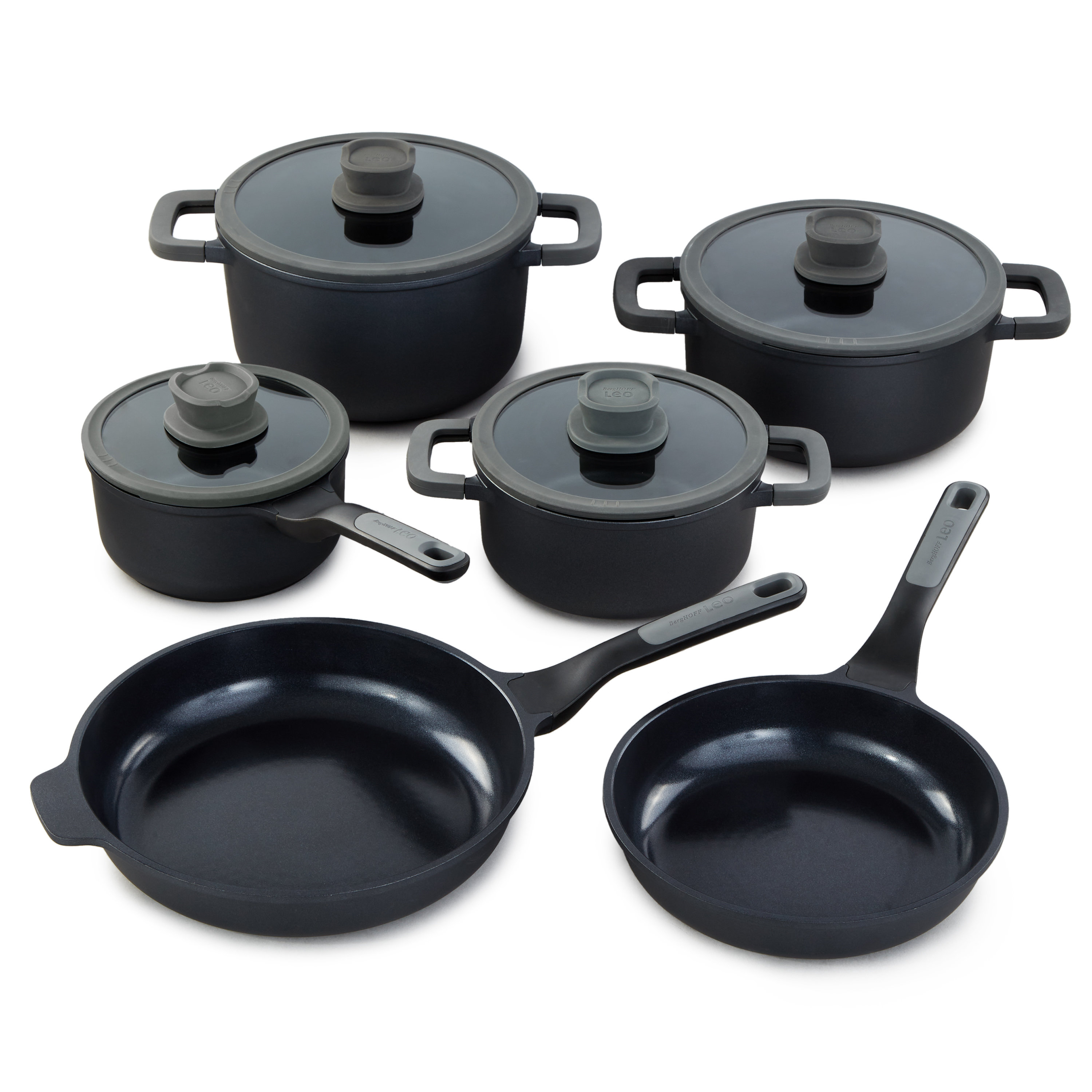 BergHOFF Leo Stone+ 10Pc Nonstick Ceramic Cookware Set | Wayfair
