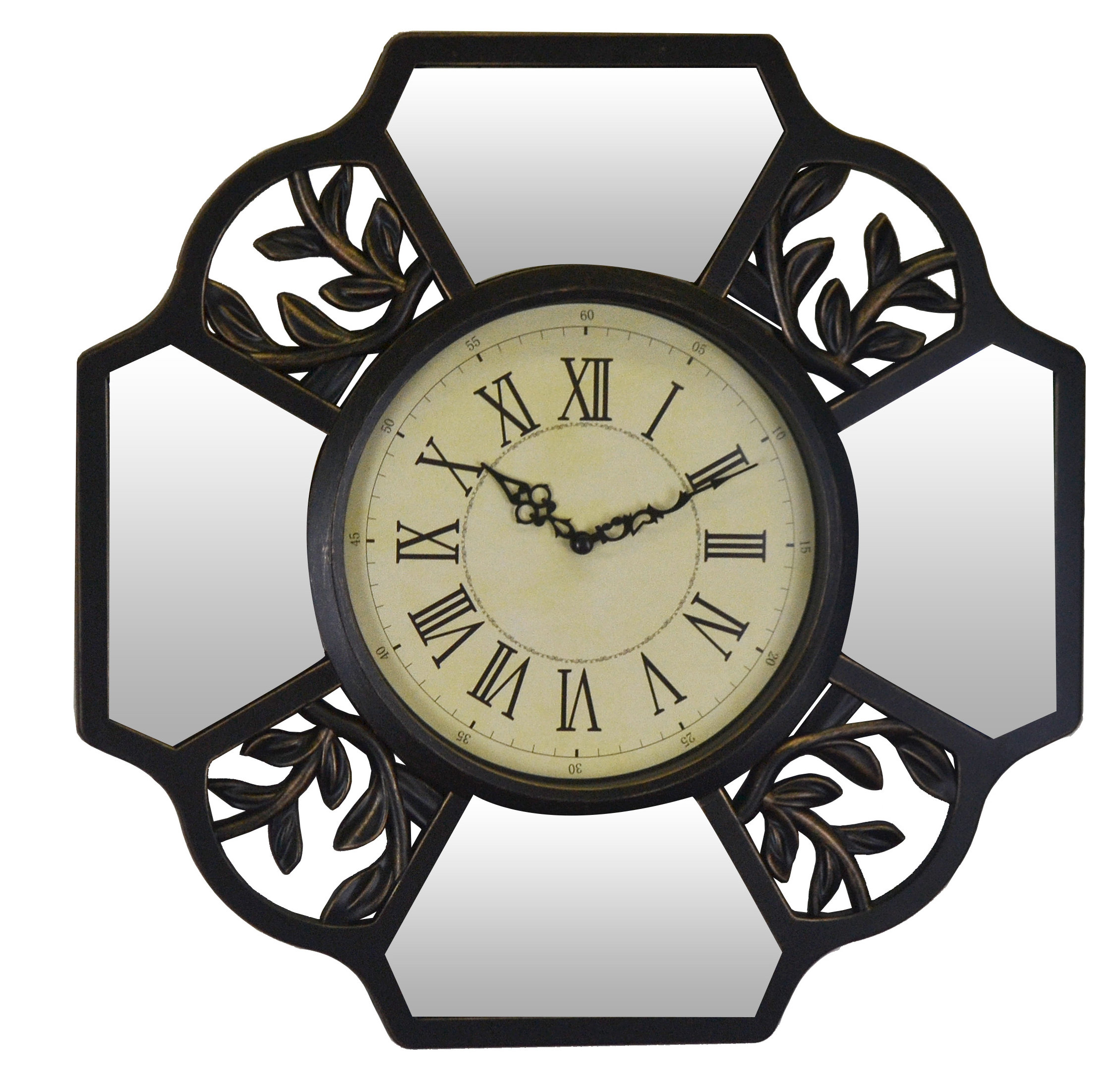Fleur De Lis Living Picard Wall Clock Openwork in Metal with Mirrors ...