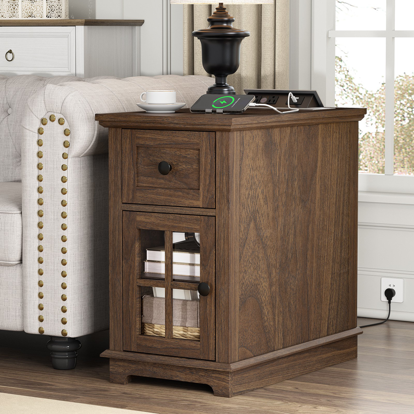 Lark Manor 1-Drawers End Tables for Living Room with Storage and Built ...