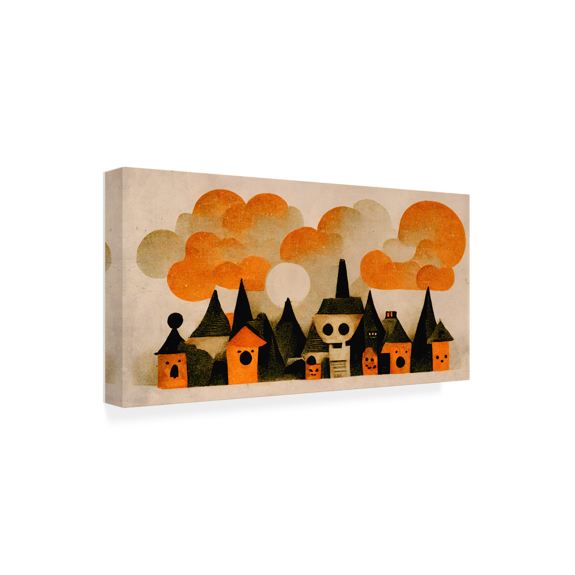 Winston Porter Gaio Spooky Wooky Village by X1 Brand - Wrapped Canvas ...