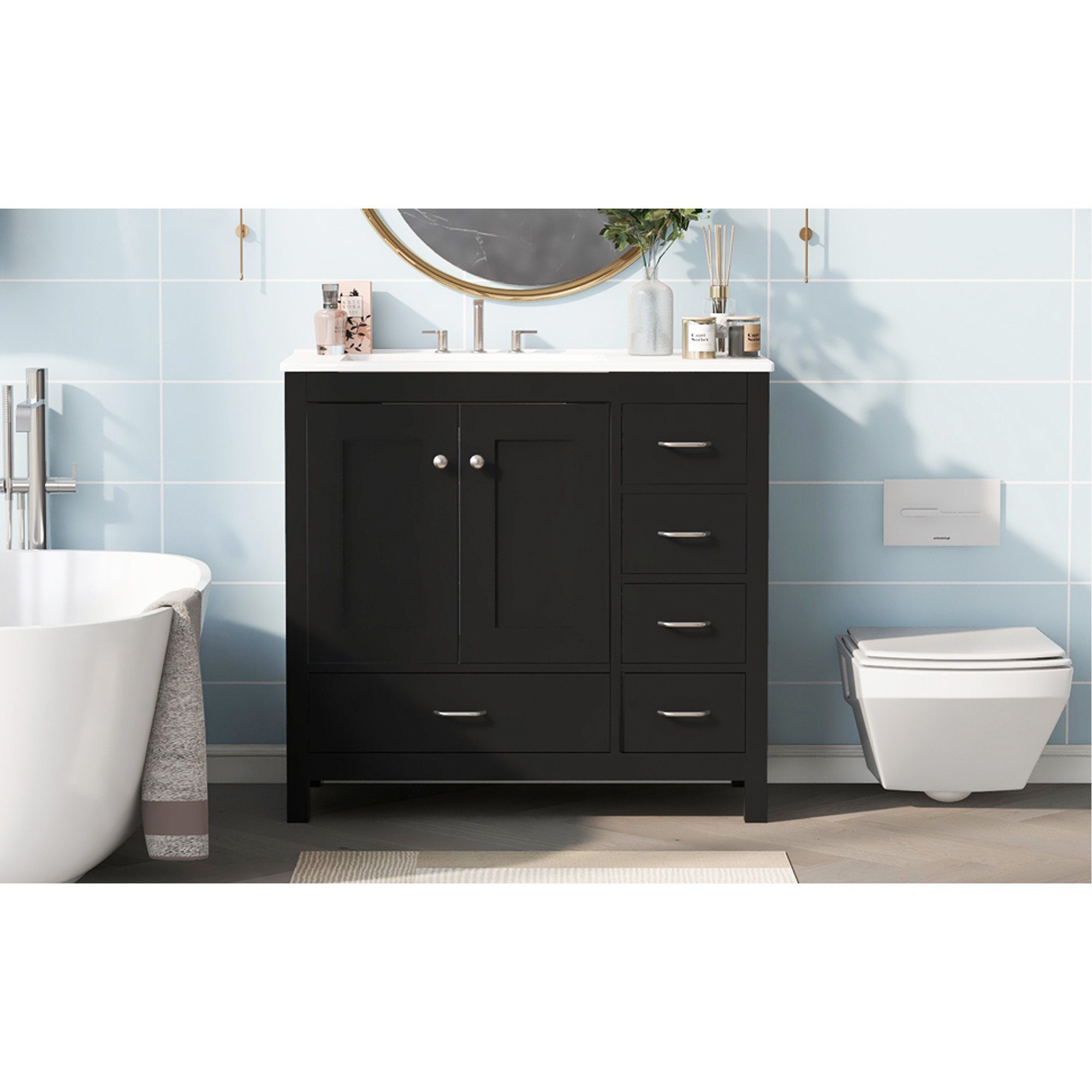 Winston Porter Stylish Bathroom Vanity With Ceramic Sink And Ample ...