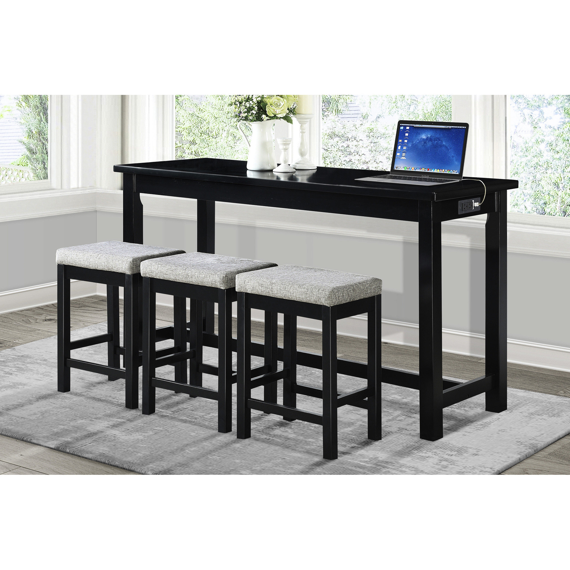 Latitude Run® Counter Height Dining Table - 4pc With 3 Stools Ports ...