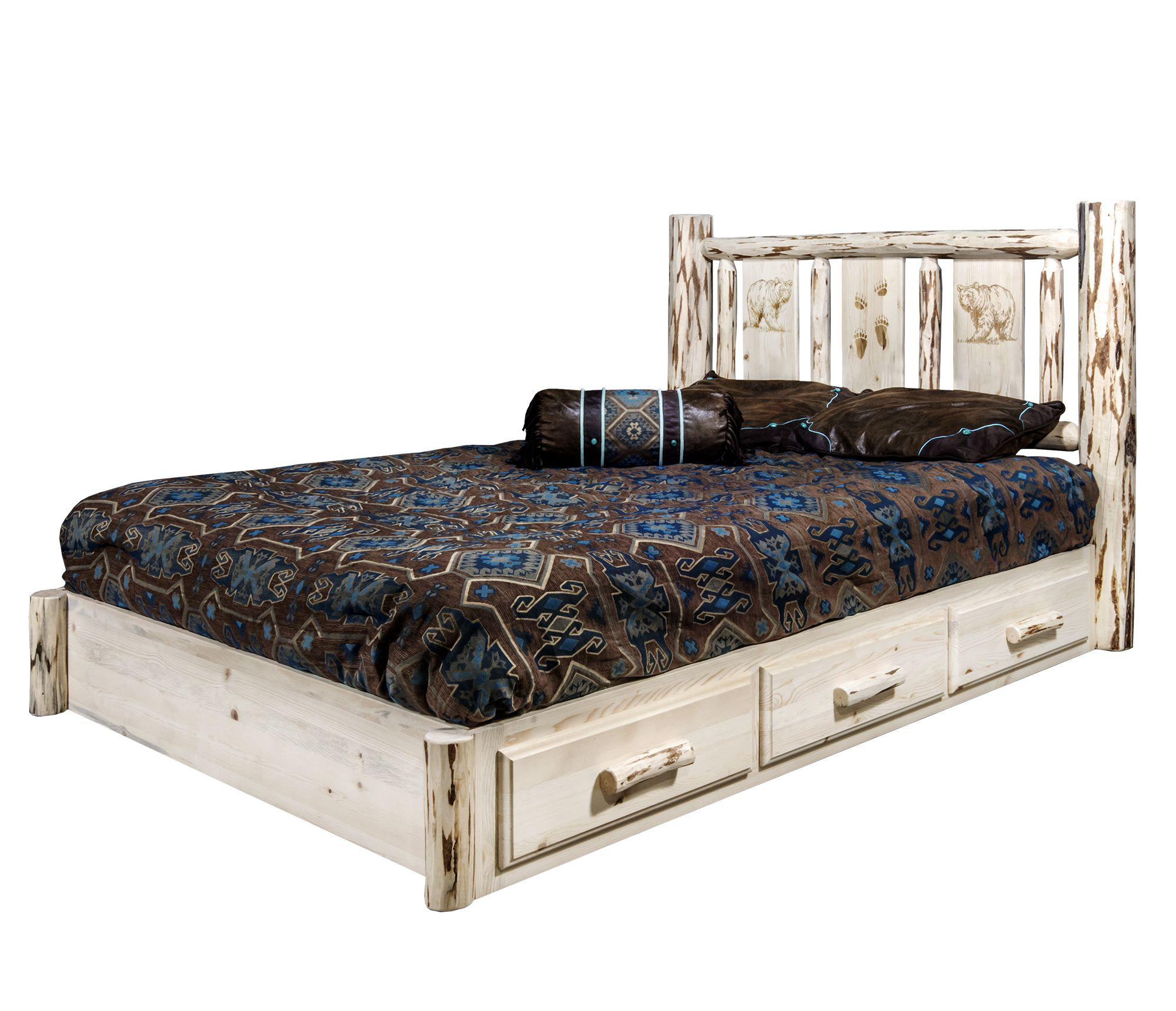 Millwood Pines Montana Collection Lodge Pole Pine Platform Storage Bed ...
