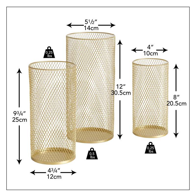 Mercer41 Golden Mesh Pillar Candle Holders | Wayfair