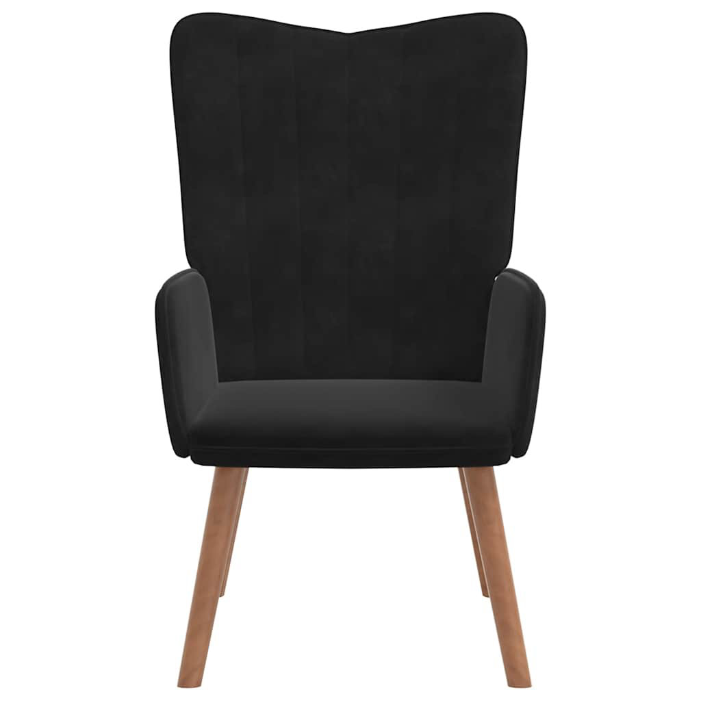 Ebern Designs Chill-Out Chair Black Velvet Standard Simple Armchair ...