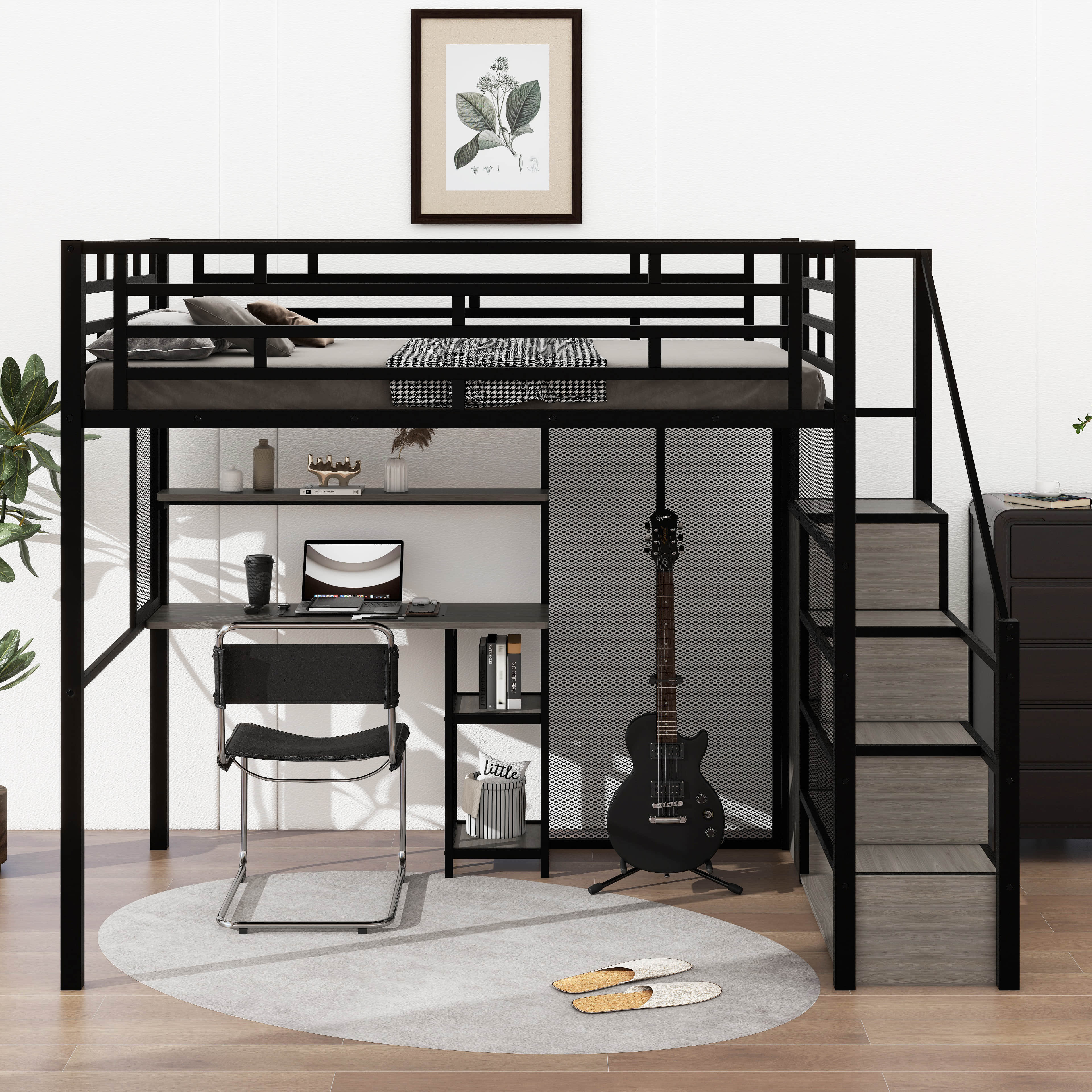 Mason & Marbles A Full-Sized Metal High-Sleeper Bed, Incorporating A ...