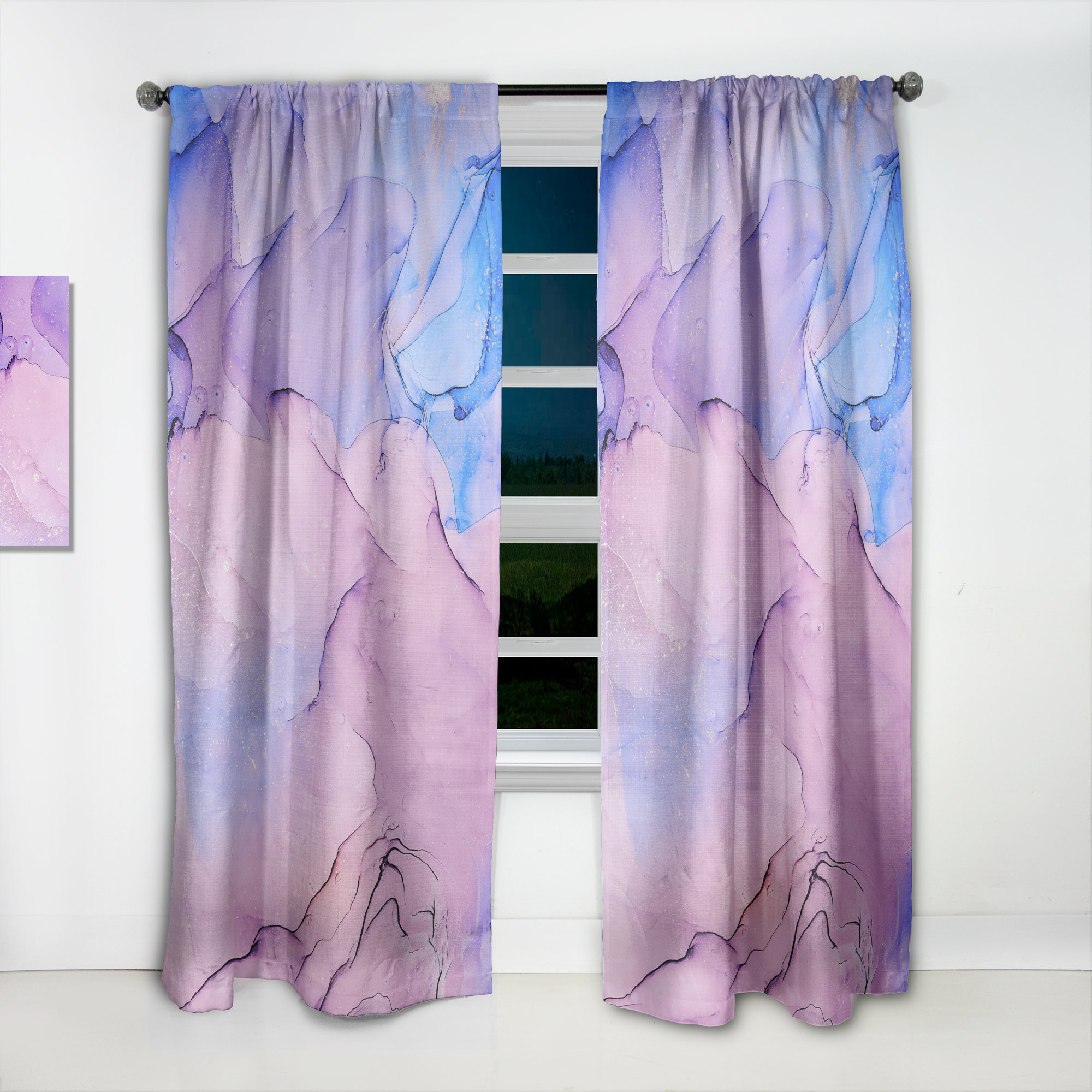 Design Art Translucent Red And Blue Ink Art V - Abstract Curtain ...