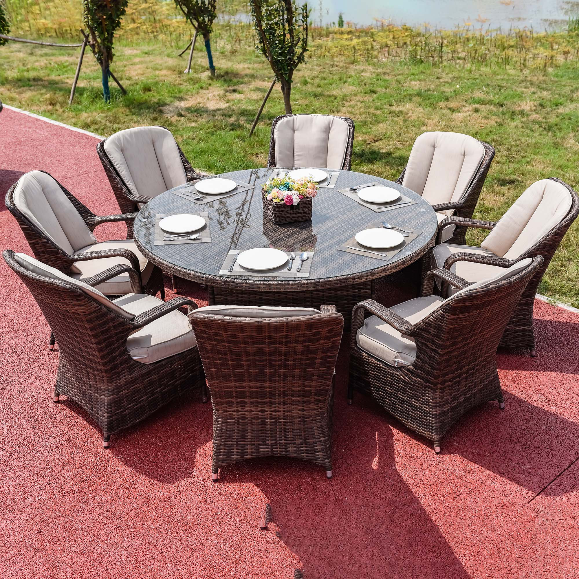 Red Barrel Studio 8-Person Outdoor Brown Dining Table Set - Wayfair Canada