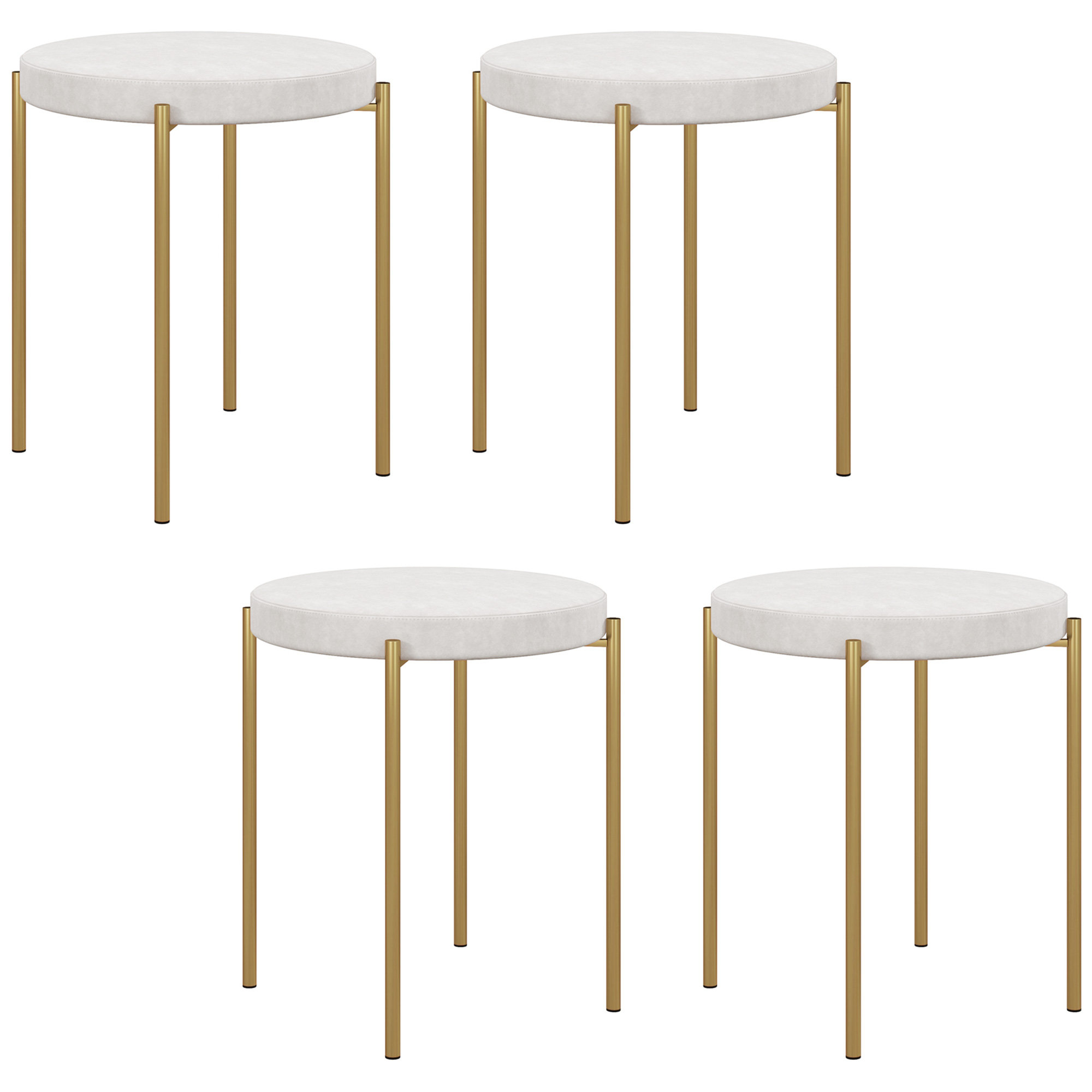Mercer41 Modern Stacking Stools Set of 4 with Metal Legs for Kitchen ...
