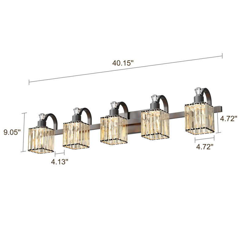 Mercer41 5 Light Bathroom Vanity Light Fixtures Modern Crystal Vanity ...