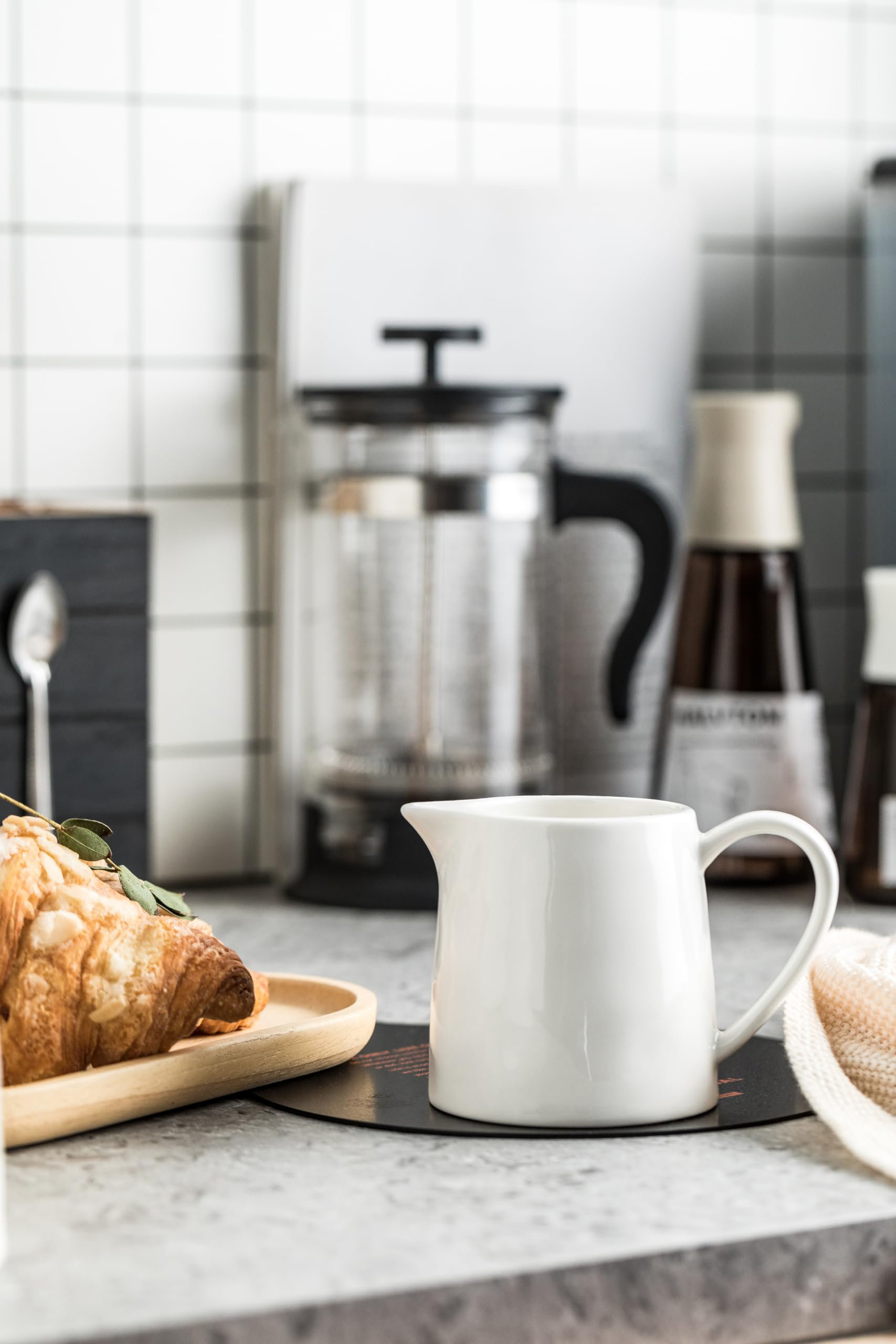 Latitude Run® 19oz Ceramic Creamer Pitcher with Handle, White Porcelain ...