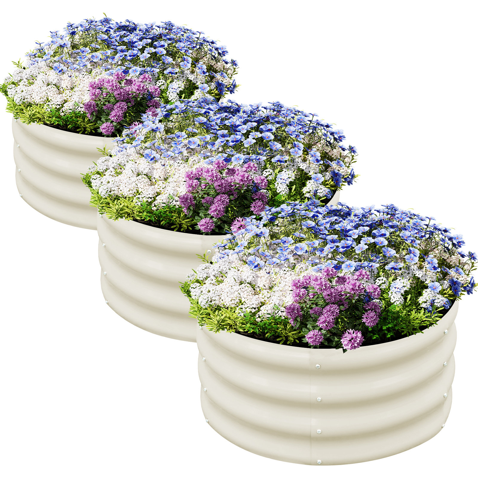 SnugNiture Raised Garden Bed 2x2x1 ft（3Pcs） Modular Metal Raised Garden ...