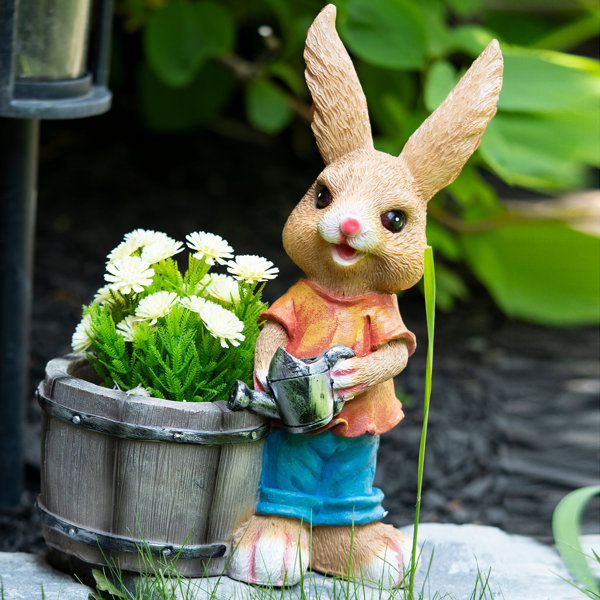 Trinx Amber Bunny Garden Delight - Polyresin Rabbit Planter - Wayfair ...