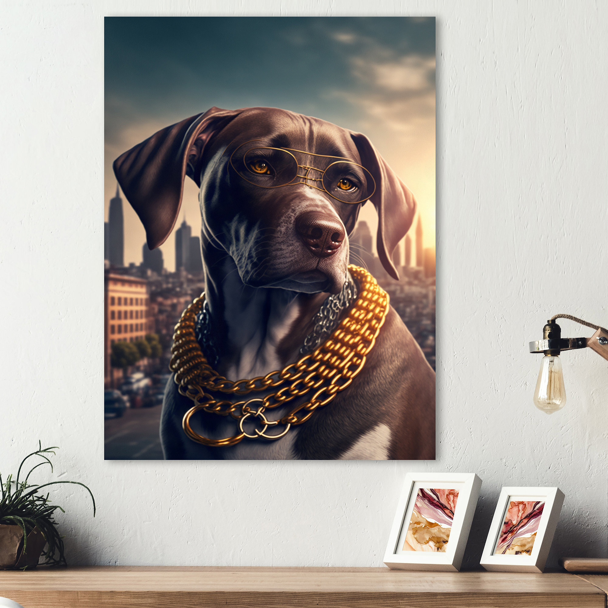 Trinx German Shorthaired Pointer Gangster In NYC - Animals Metal Wall ...