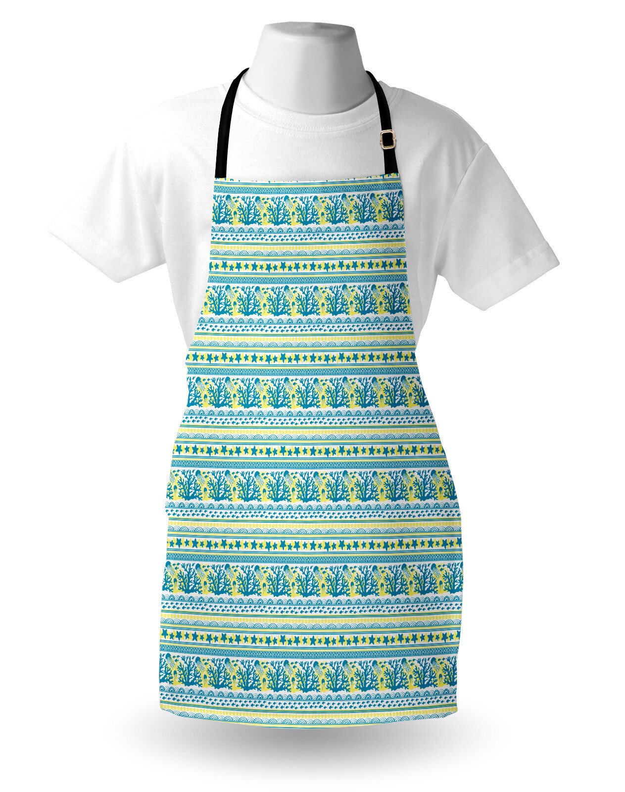 East Urban Home Aqua and Coral Apron Unisex Striped Jellyfish Adult ...