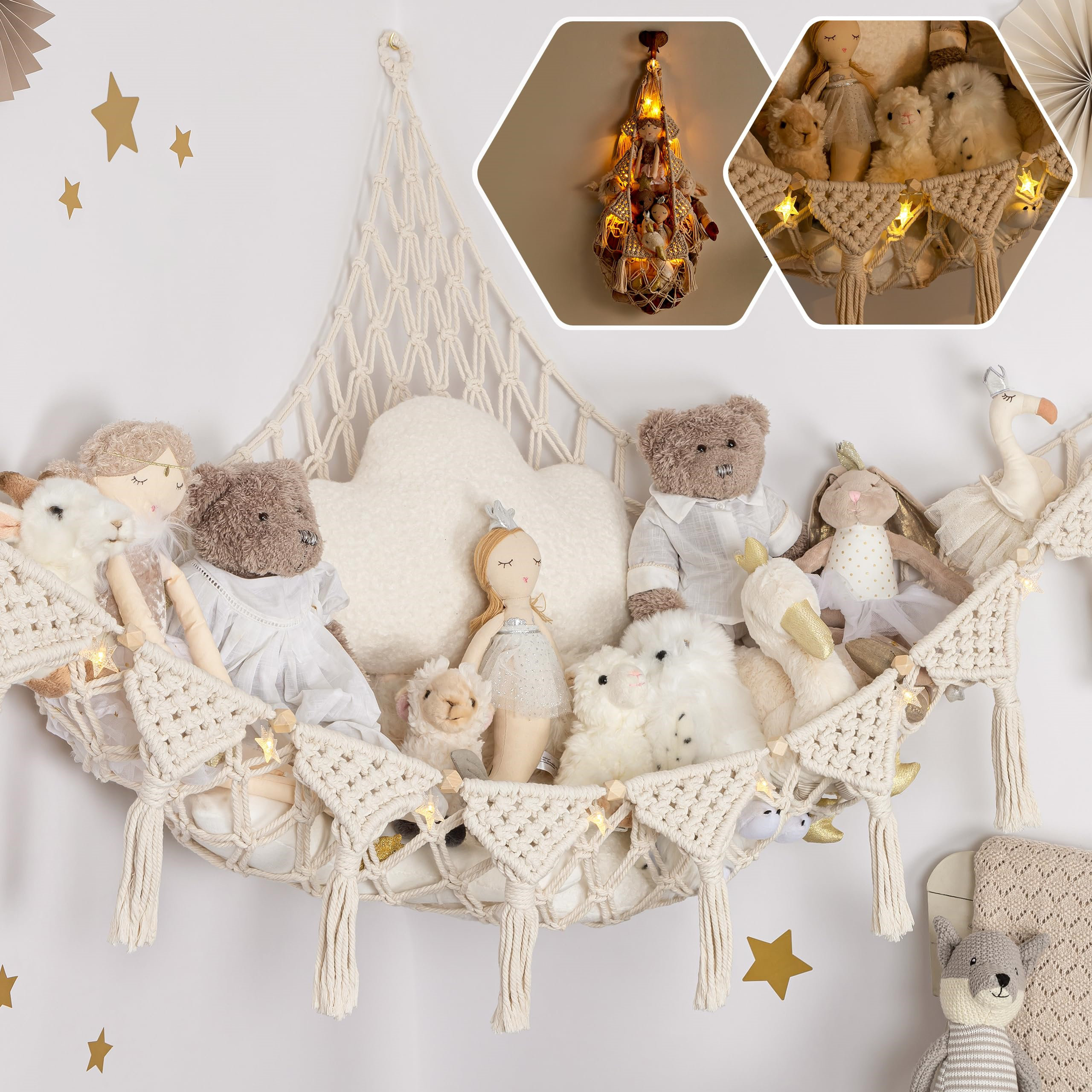 Dakota Fields Macrame DreamLights Boho Stuffed Animal Storage Net ...