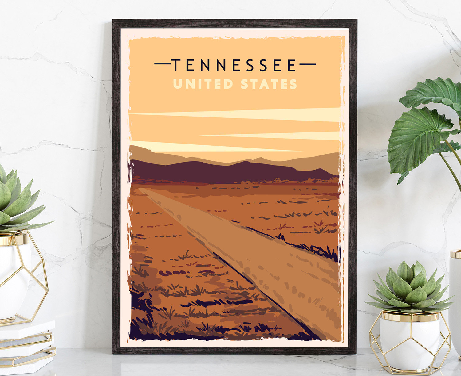 Trinx Tennessee Retro Style State Travel Poster, Vintage Unframed Print ...