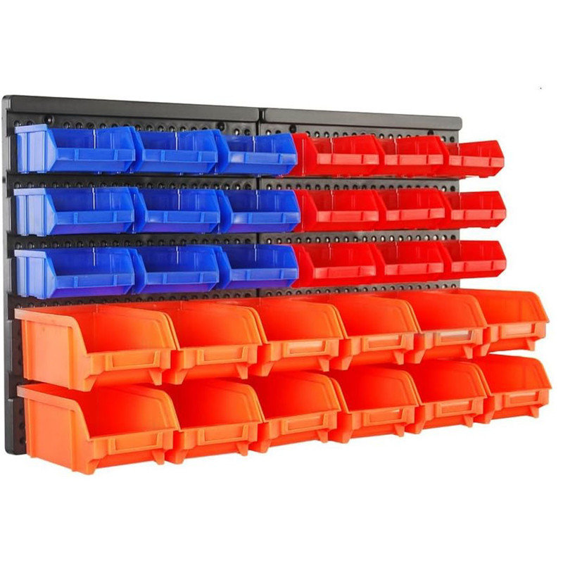 WFX Utility™ Wall Mounted Storage Bins Parts Rack 30PC, with Adjustable ...