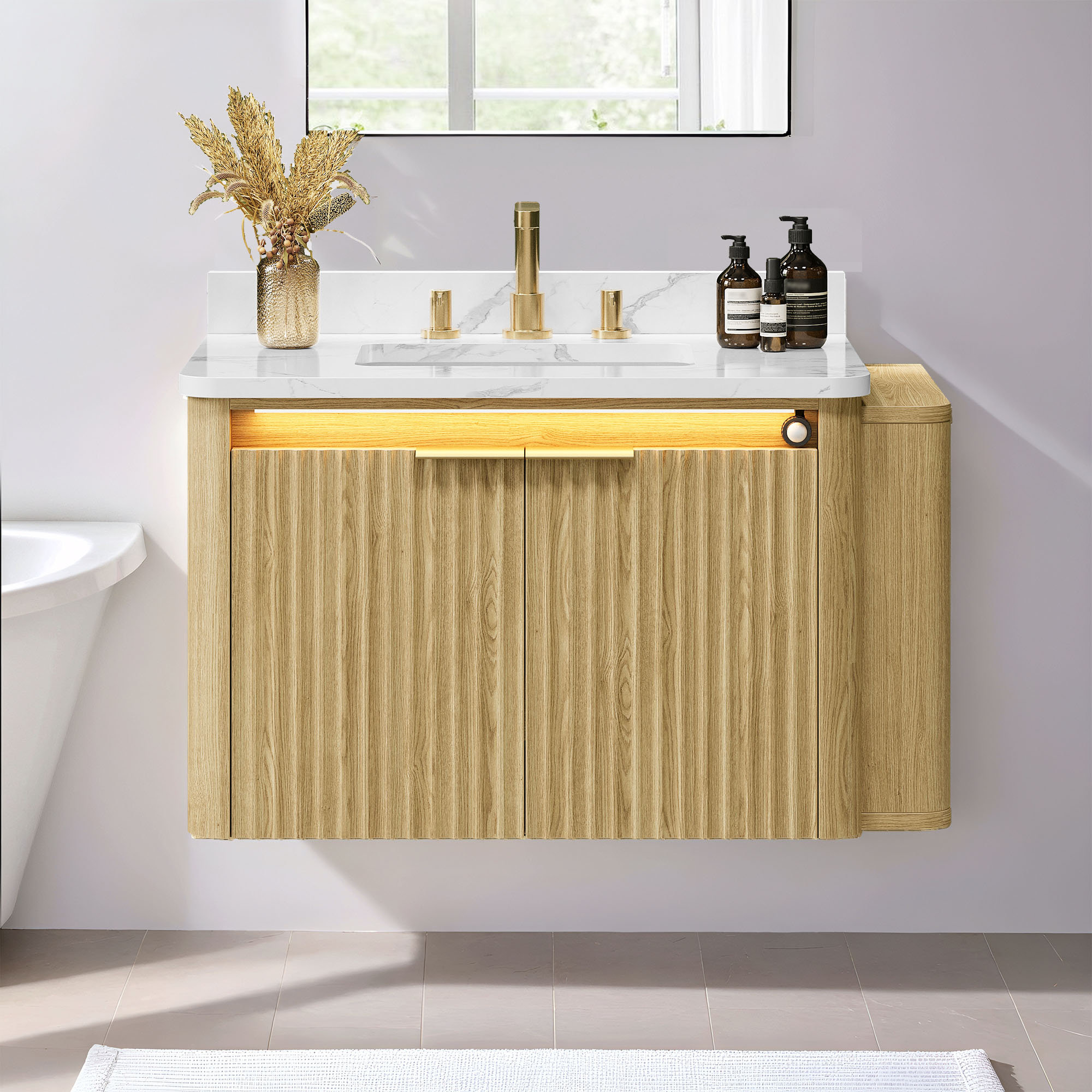 Ebern Designs Bathroom Vanity With Motion Sensor Light, Floating Vanity ...