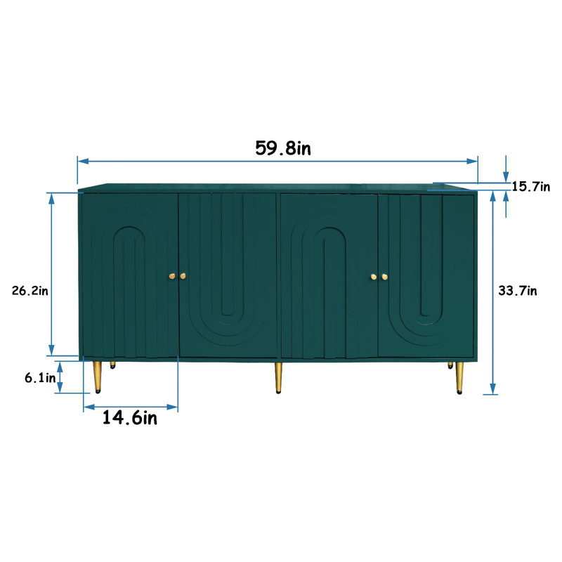 Mercer41 60'' Sideboard Buffet with Storage Cabinet, Modern Buffets ...