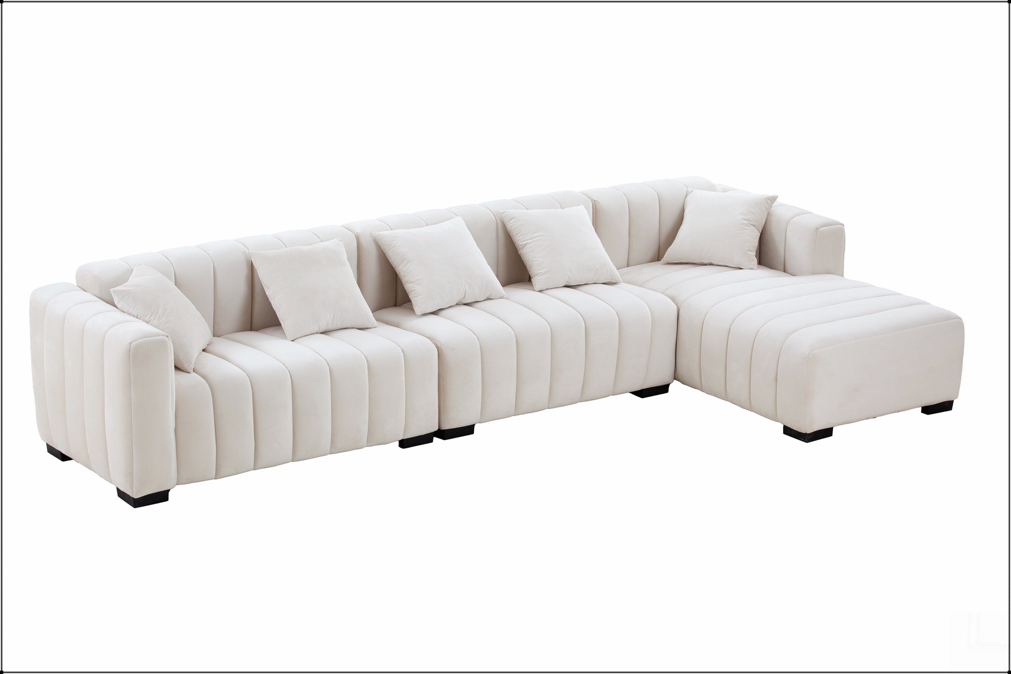 Latitude Run® L-Shape Sectional Sofa with Deep Tufted Velvet ...
