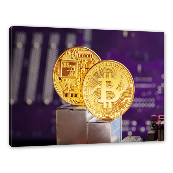 Latitude Run Bitcoin BTC On A Circuit Board - Wrapped Canvas Print ...