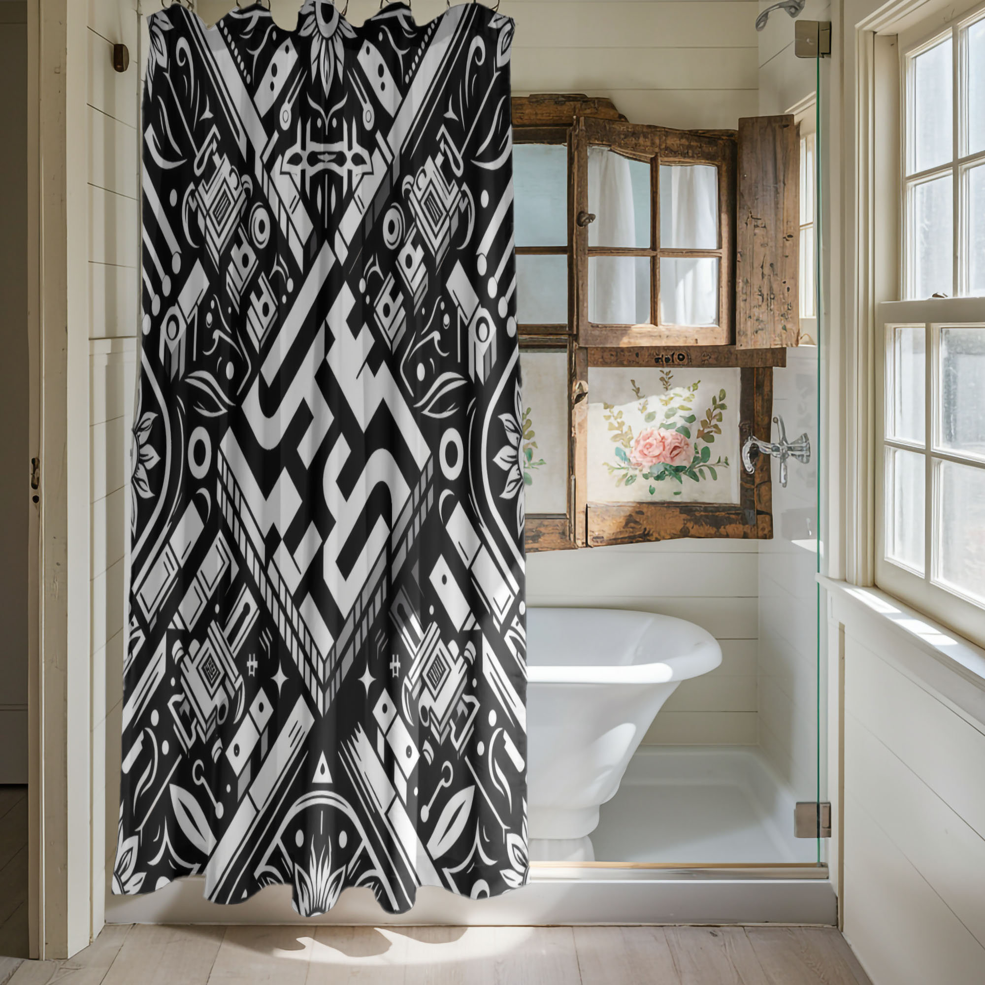 East Urban Home Delisca Classic Squares - 1 Piece Standard Shower ...