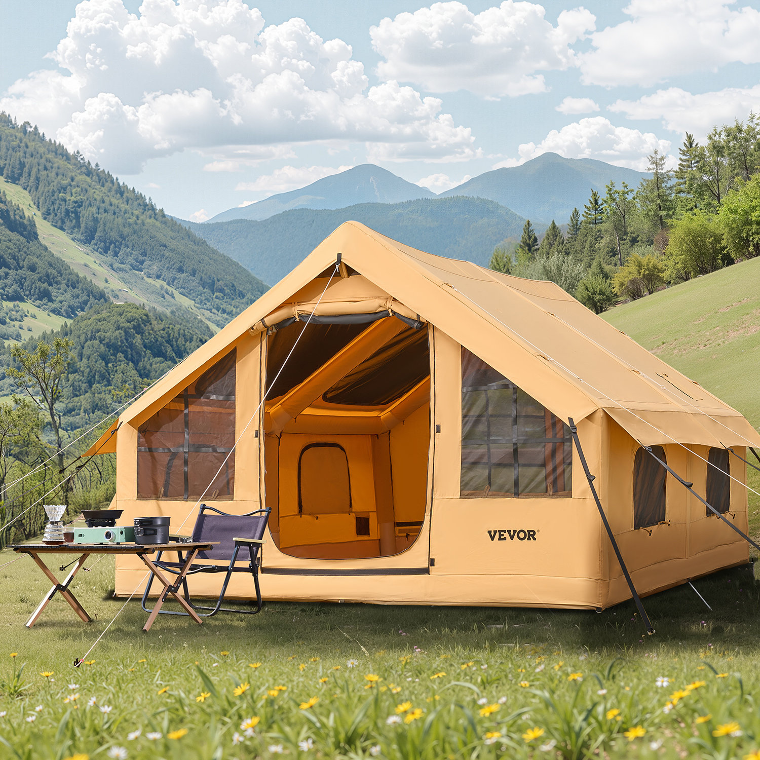 Stellweilan Tessberg Inflatable Tent for Camping 8-12 Person Glamping ...