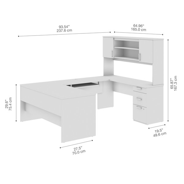 Wade Logan Aralee Reversible U-Shape Executive Desk with Hutch ...