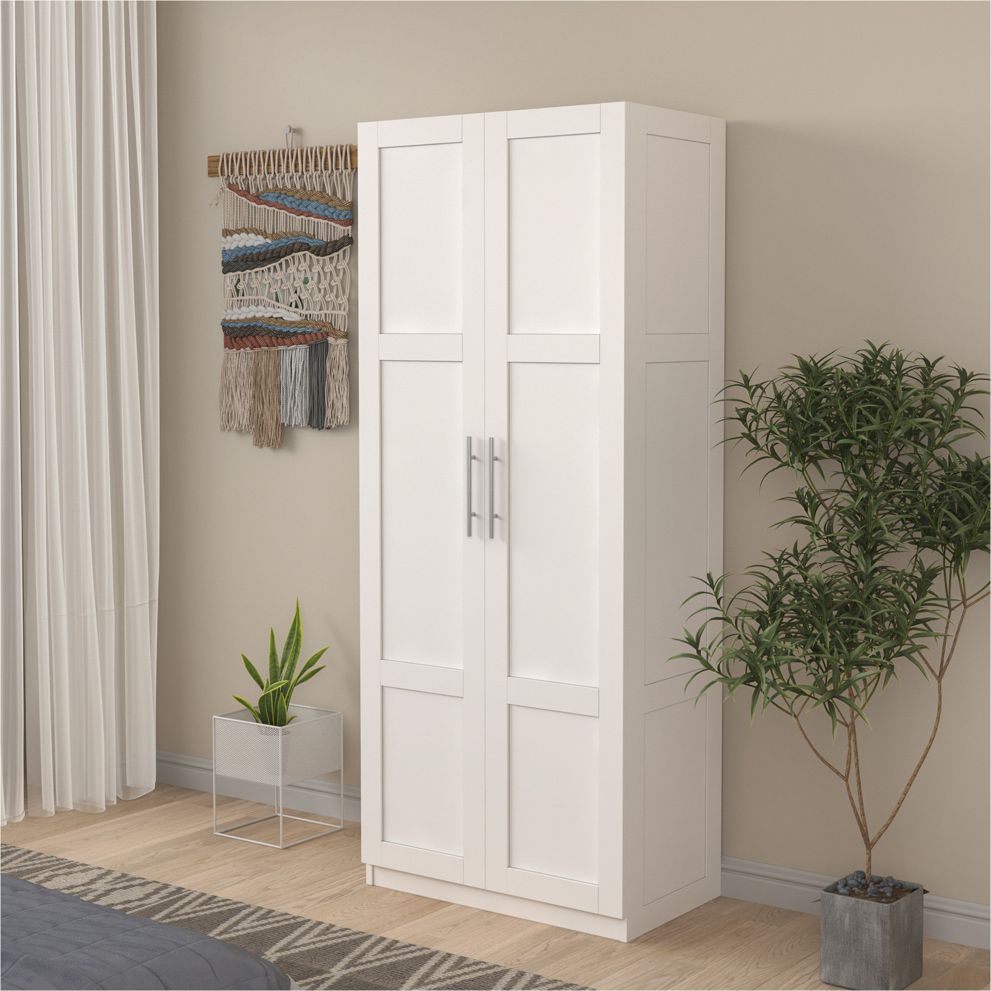 Lark Manor™ High Wardrobe And Kitchen Cabinet With 2 Doors And 3 ...
