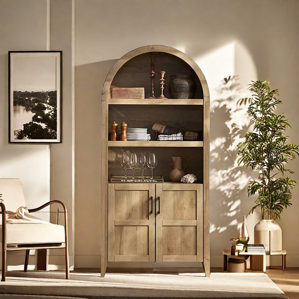 Parttlion American style solid wood arch bookcase | Wayfair