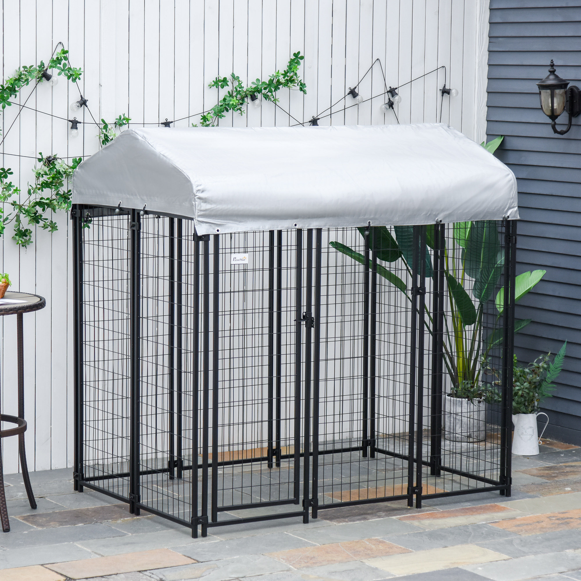 OFIYAA 72'' H 10 Panel Metal Yard Kennel With Door | Wayfair