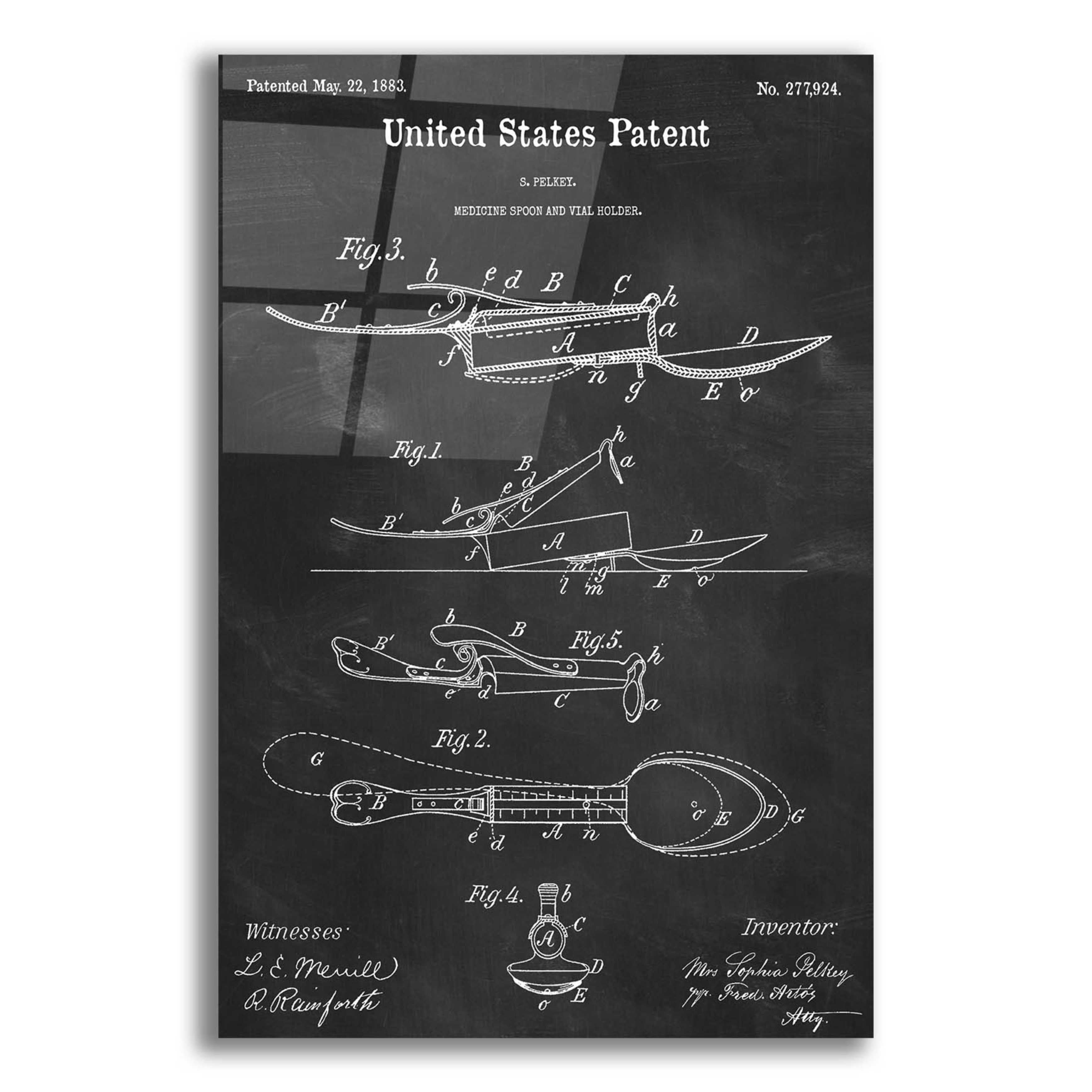 17 Stories Medicine Spoon Blueprint Patent Chalkboard - Unframed ...