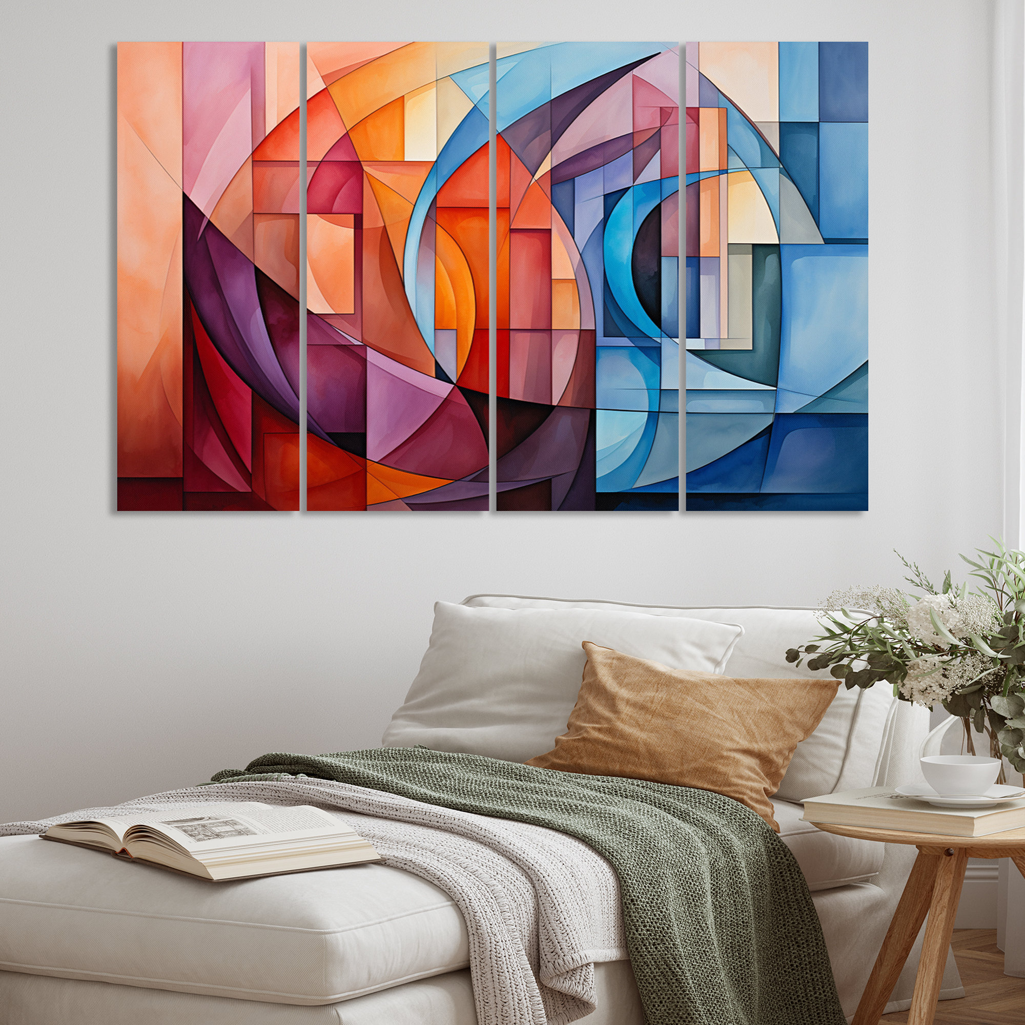 Design Art Cubism Rainbow Forms II - Cubism Wall Decor - 4 Panels ...