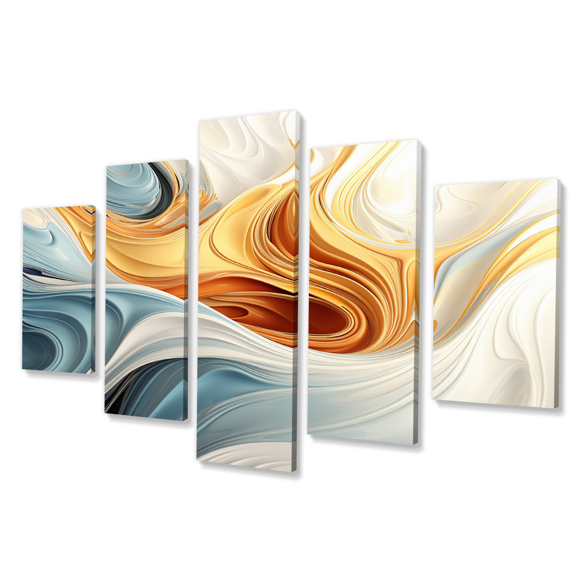Ivy Bronx Vintage And Orange Wave Elegance II - Abstract Shapes Canvas ...
