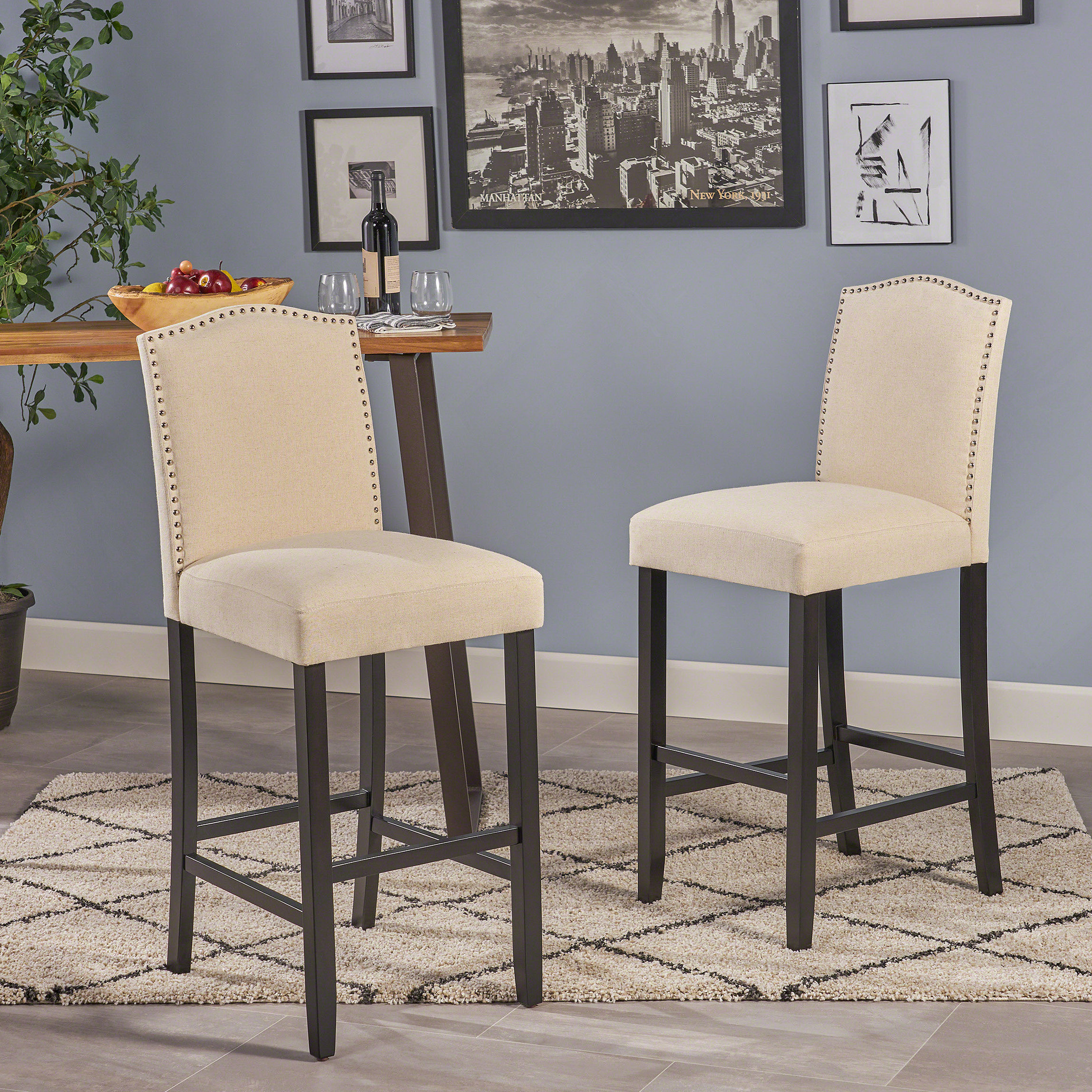 Red Barrel Studio KD Barstool Set Of 2, Traditional Design With Arching ...