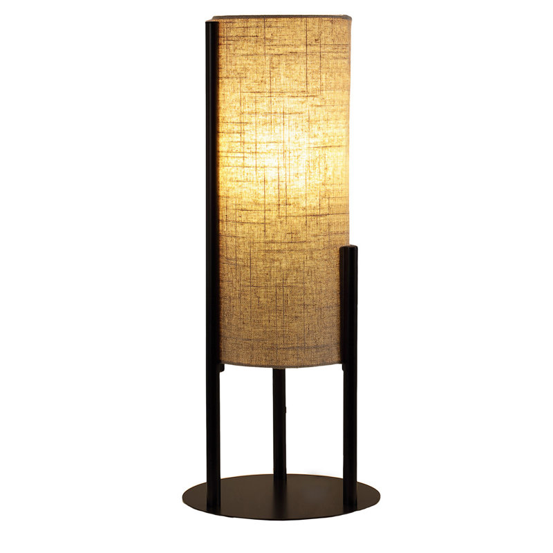 Benjara Modern Table Lamp, Upright Beige Linen Drum Shade, Black Metal ...