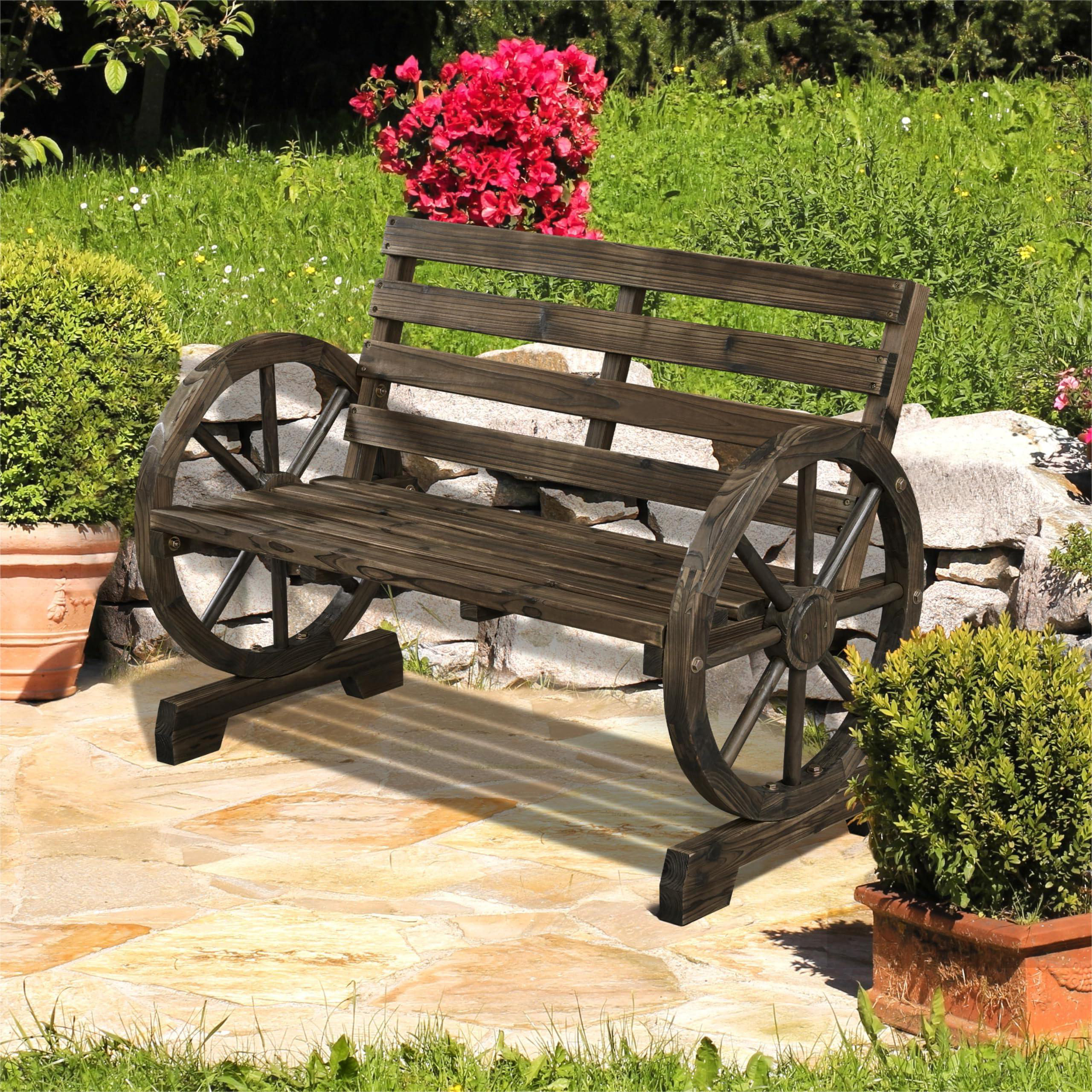 Millwood Pines 41In Wooden Wheel Bench Garden Bench Outdoor Bench Patio ...