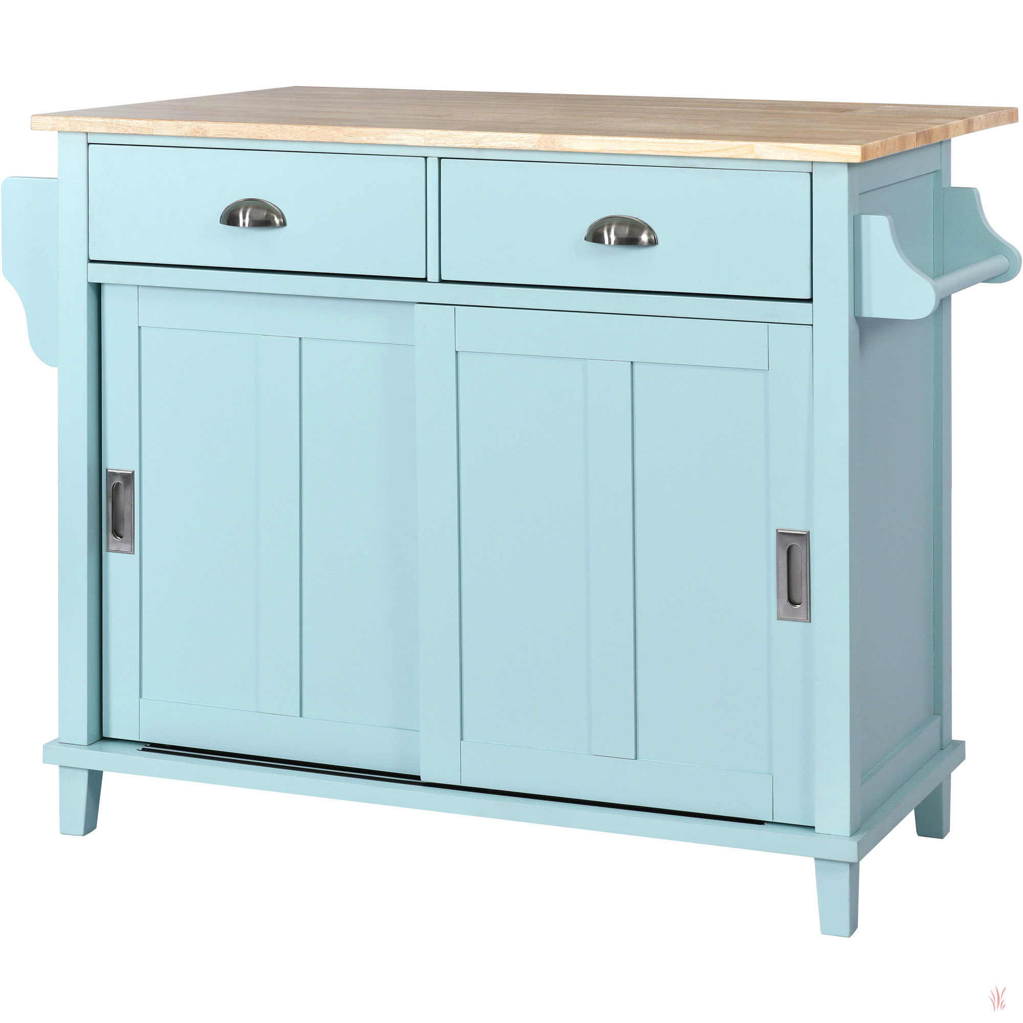 Ophelia & Co. Kitchen Cart With Rubber Wood Drop-Leaf Countertop ...