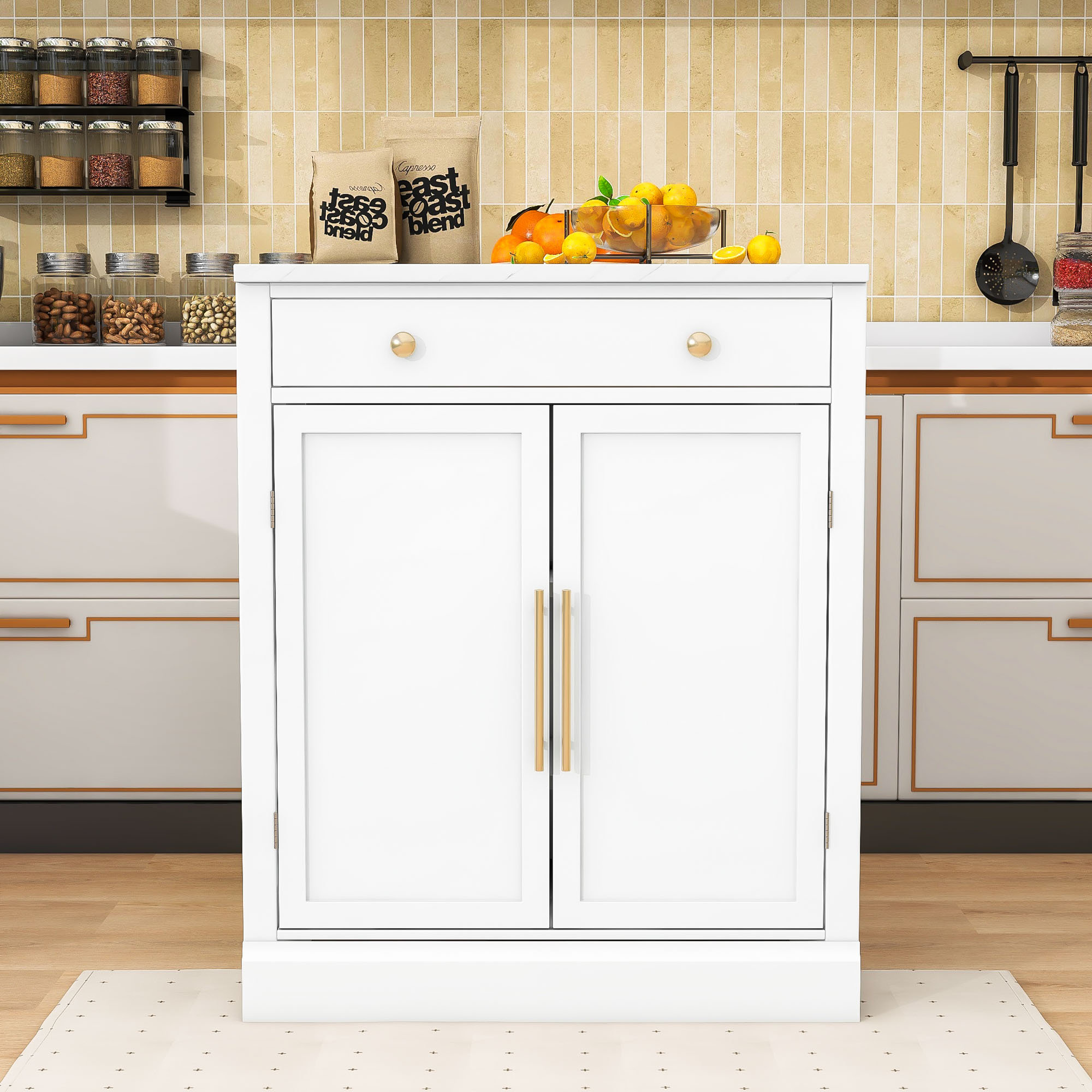 Winston Porter Chic Freestanding Storage Cabinet with Drawer ...