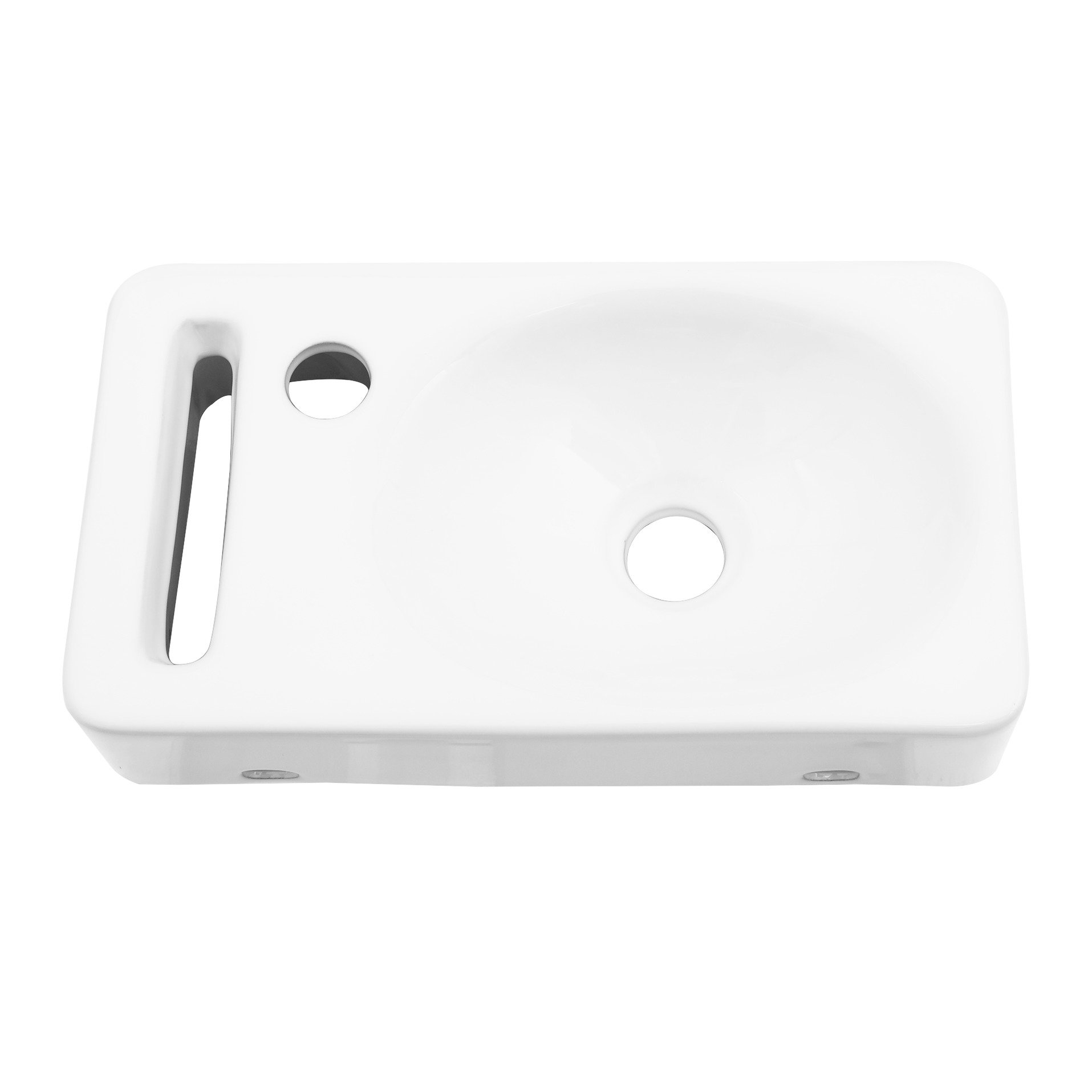 Ebern Designs Lought Wall Mount Bathroom Sink Ceramic White Rectangular ...