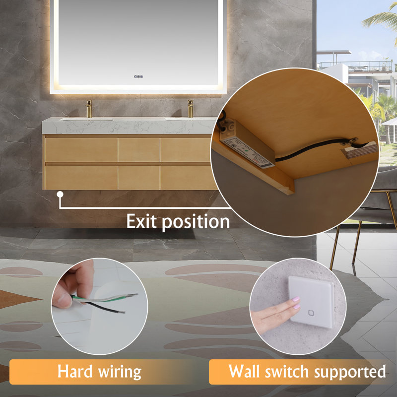 Orren Ellis Foristell 60" Wall Mounted Double Bathroom Vanity Set | Wayfair