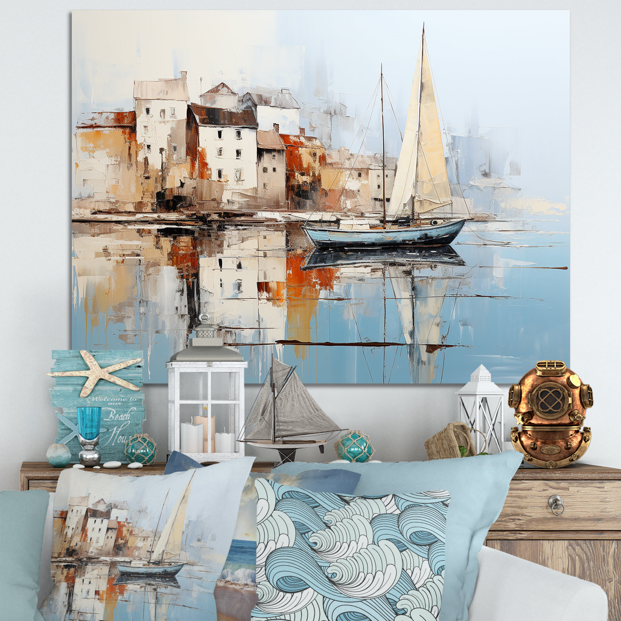 Design Art Minimalism Port Outlook - Boat Wall Art Prints - Wayfair Canada