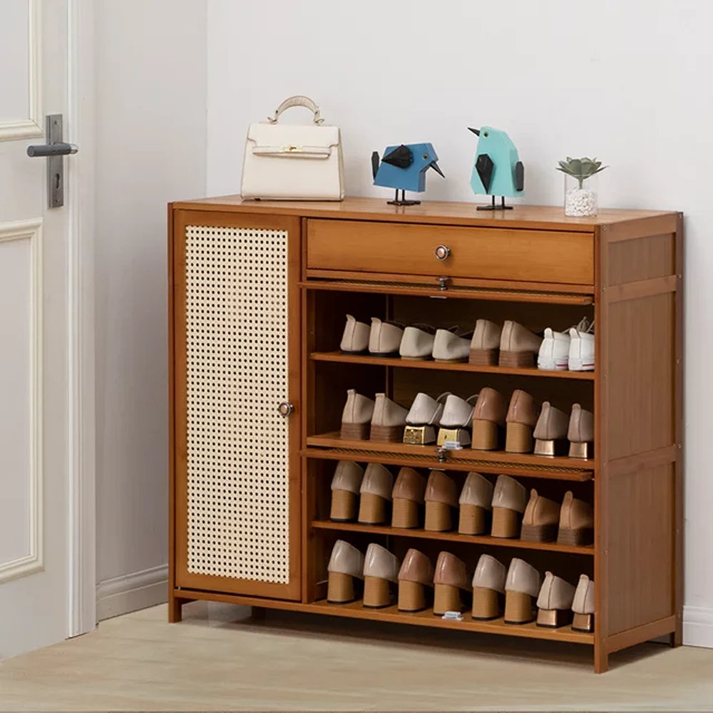 Bay Isle Home™ Bamboo 4-Tiers Shoe Cabinet, 19 Pairs Heels Boots Rack ...