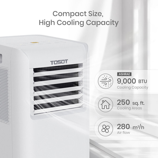 Tosot 9000 BTU 3-in-1 Portable Air Conditioner with Dehumidifier, Fan ...