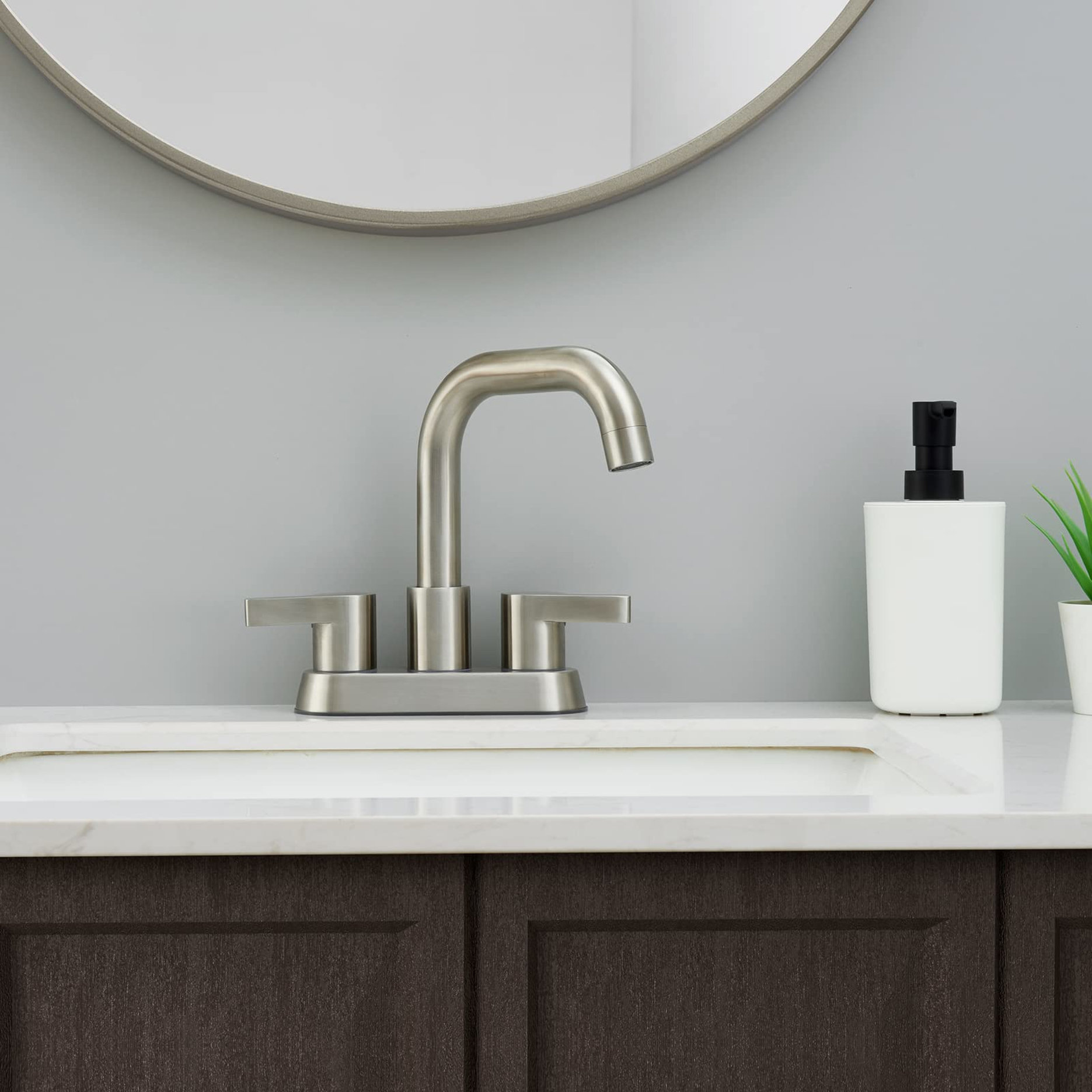 Wovilo 4 Inch Bathroom Faucet In Brushed Nickel - Double Handle Control ...