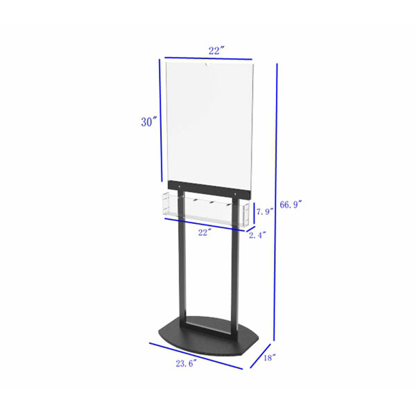 FixtureDisplays Acrylic Clear Plexiglass Poster Metal Floor Stand 22" x ...